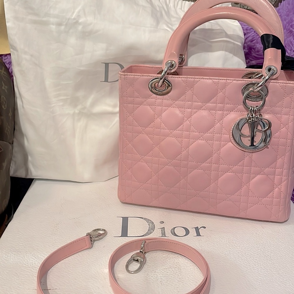 Authentic Lady Dior Classic Lady Dior Sakura Pink Lam… - Gem